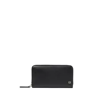Fendi Ff Zip-around Full-grain Leather Wallet - Black