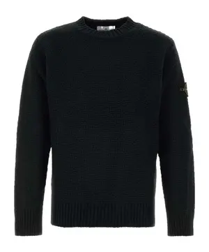 Stone Island Logo Patch Crewneck Sweater - Black