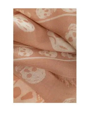 Alexander McQueen Skull Printed Fringed Edge Scarf