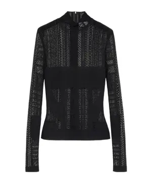 Alexander McQueen Viscose Knit Lace Top