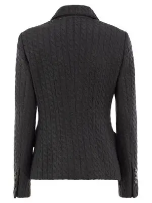 Brunello Cucinelli Double-breasted Cashmere Cable-knit Blazer