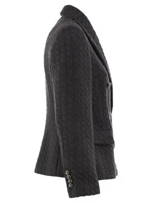 Brunello Cucinelli Double-breasted Cable-knit Blazer - No