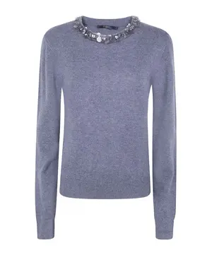 Seventy Embellished Neck Jumper - Grey