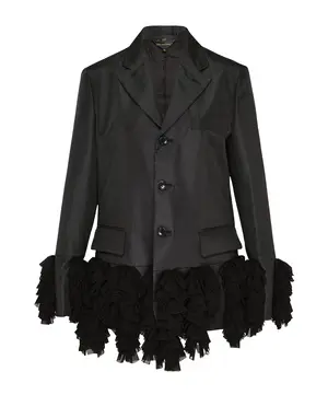 Comme Des Garçons Single-breasted Ruffle-detail Jacket - Black