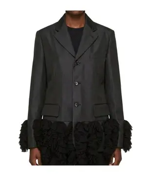 Comme Des Garçons Single-breasted Ruffle-detail Jacket