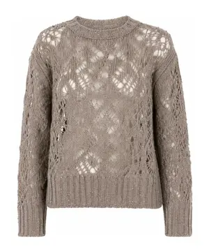 Max Mara Crochet Crewneck Jumper - Gray