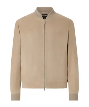 Zegna Light Taupe Suede Bomber