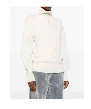 FORTE_FORTE Ribbed-knit Half-zip Sweater