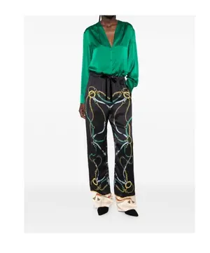 FORTE_FORTE Satin-finish V-neck Shirt