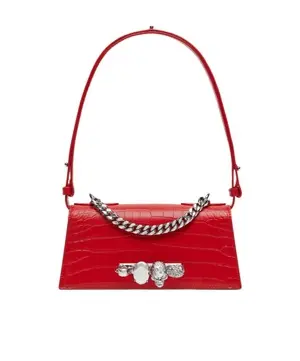 Alexander McQueen Jewelled Embossed Mini Shoulder Bag - Red