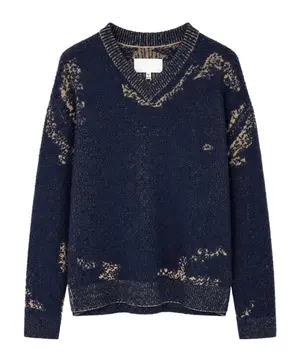 MAISON MARGIELA Acid Knit Sweater - Navy/light Brown