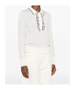 FORTE_FORTE Ruffled-trim Polo Top