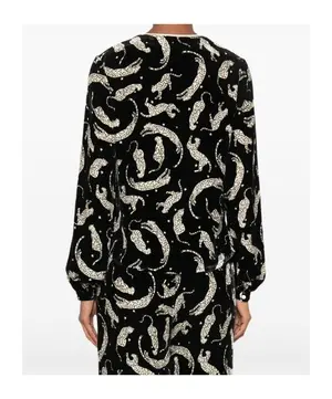 FORTE_FORTE Leopard-print Velvet-effect Top - Black