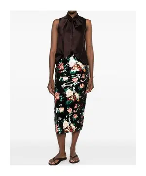 FORTE_FORTE Sequin-embellished Floral-motif Midi Skirt
