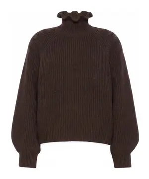 Max Mara Pontile Ruffled Turtleneck Knitted Jumper