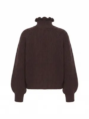 Max Mara Pontile Ruffled Turtleneck Knitted Jumper