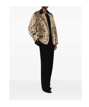 FORTE_FORTE Leopard-print Double-breasted Coat - Brown