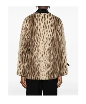 FORTE_FORTE Leopard-print Double-breasted Coat - Brown