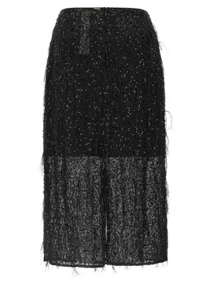 TWINSET Sequined Fringe Midi Skirt
