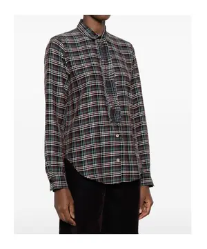 FORTE_FORTE Ruffled-trim Tartan-print Shirt - Multi-color