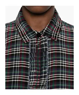FORTE_FORTE Ruffled-trim Tartan-print Shirt - Multi-color