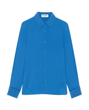 Saint Laurent Crepe De Chine Fitted Shirt - Blue