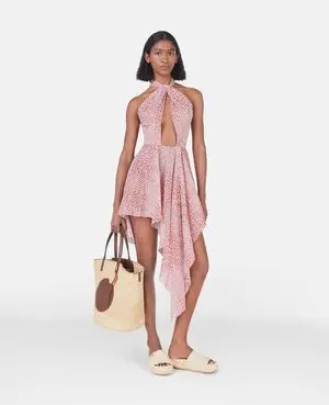Stella McCartney Heart Printed Neck-lacing Mini Dress