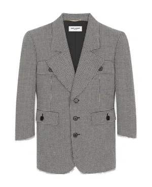 SAINT LAURENT Grid-print Wool Blazer