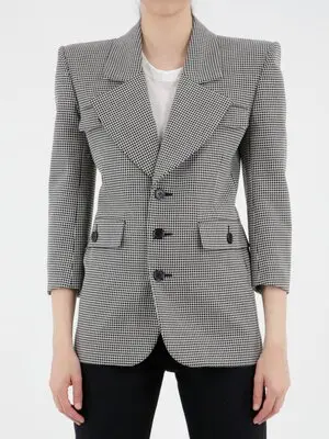 Saint Laurent Grid-print Wool Blazer