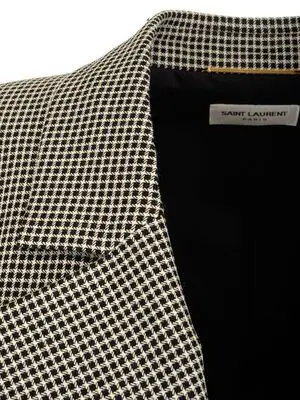 Saint Laurent Grid-print Wool Blazer