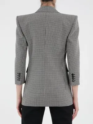 Saint Laurent Grid-print Wool Blazer