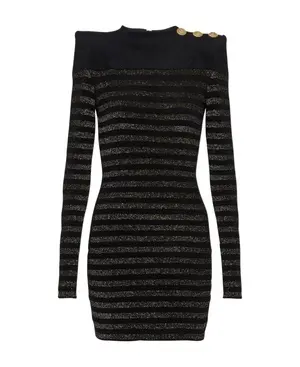 Balmain Striped Lurex Jersey Dress