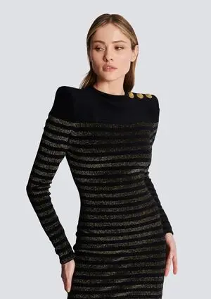 Balmain Striped Lurex Jersey Dress