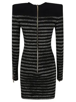 Balmain Striped Lurex Jersey Dress