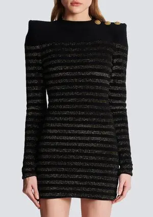 Balmain Striped Lurex Jersey Dress