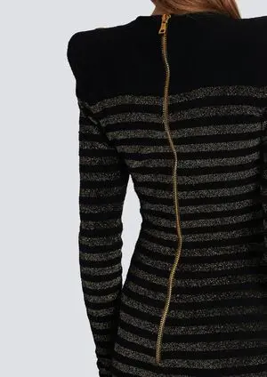 Balmain Striped Lurex Jersey Dress