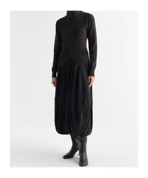 LEMAIRE Balloon Skirt In Silk Crepe De Chine - Black