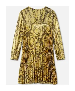 Versace Baroque-print Pleated Dress