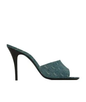 Saint Laurent La 16 Heeled Denim Mules