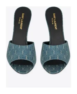 Saint Laurent La 16 Heeled Denim Mules