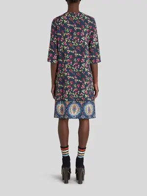 Etro Graphic Print Round Neck Midi Dress - Black