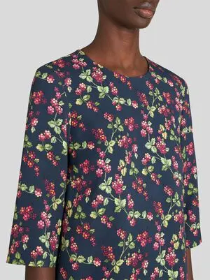 Etro Graphic Print Round Neck Midi Dress - Black