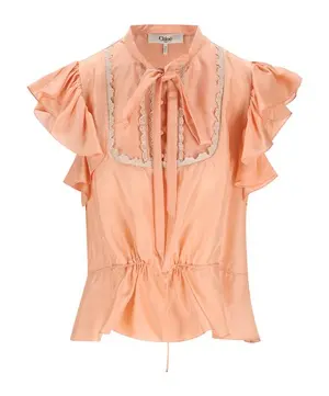 Chloé Lace-trim Drawstring Top