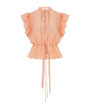 Chloé Lace-trim Drawstring Top - Pink