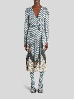 Etro Floral Print Wrap Midi Dress