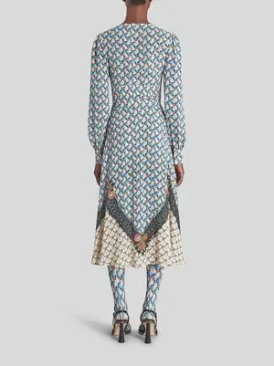 Etro Floral Print Wrap Midi Dress