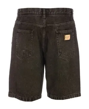 Dolce & Gabbana Ripped-detailing Knee-length Denim Shorts