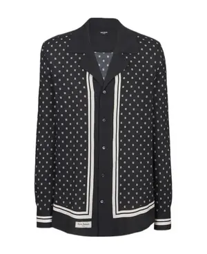 Balmain Monogrammed Scarf-print Shirt - Black