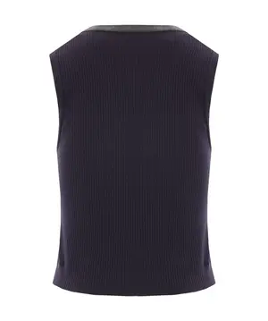 Brunello Cucinelli V-neck Sleeveless Ribbed Top