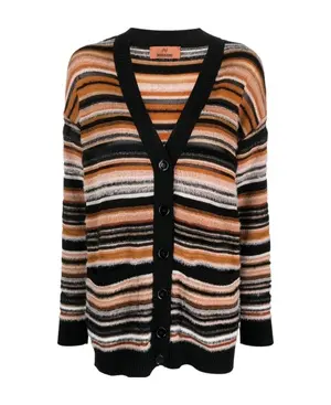 Missoni Striped Crochet-knit Cardigan - Black